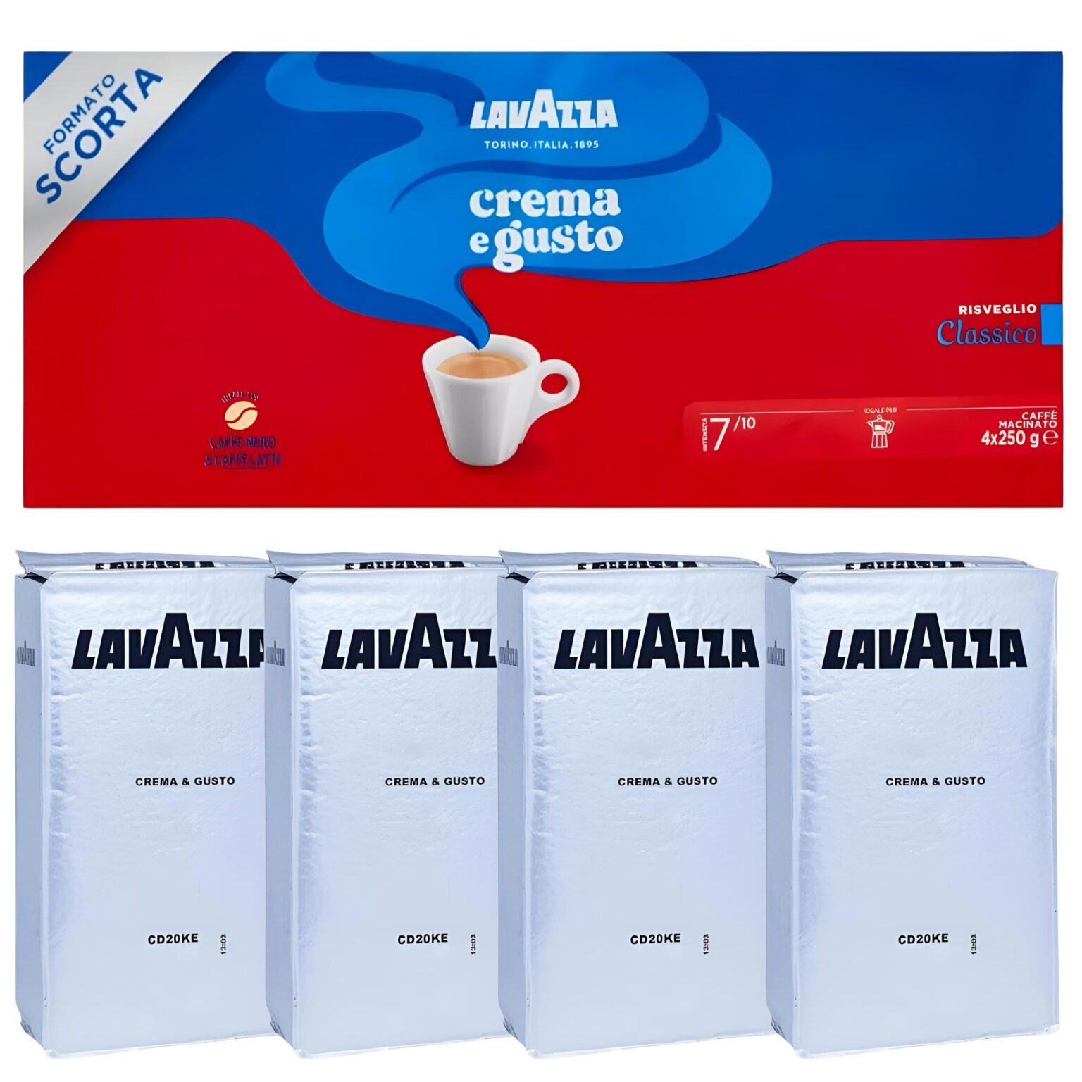 LAVAZZA Crema E Gusto Classico Ground Coffee 1kg (250g 4 Packs) - Italian Mart